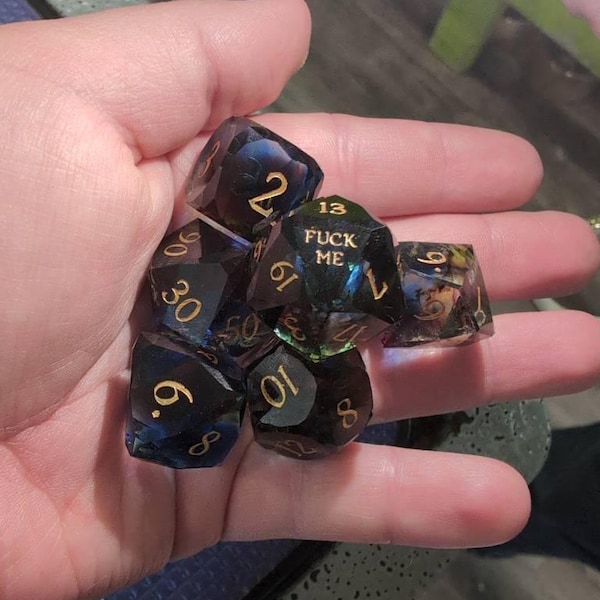 Full Set Obsidian Polyhedral Dice Set Set Warlock Style - Dungeons and ...