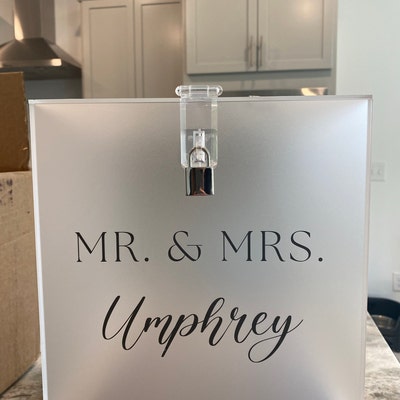 Personalized Name Card Box Wedding Acrylic Card Box With Lock and Key ...