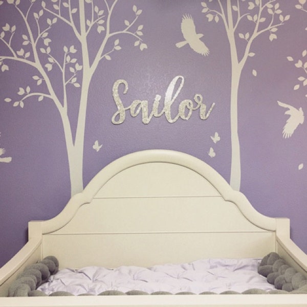 Long White Trees Wall Stickers Large Set of Nursery Tree Decals With ...