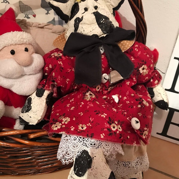 Primitive Handmade Farmhouse Cow , Hand Painted Cow , Primitive Folk ...