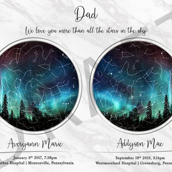 Custom Star Map, FATHERS Day Gift, Personalized Star Map, Birthday Gift ...