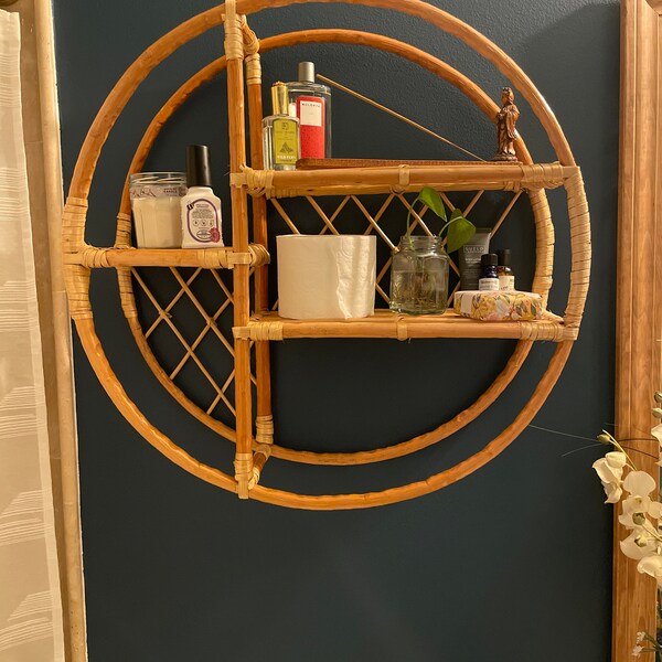 24 Inch Round Shelf, Wicker Round Shelf, Rattan Round Shelf, Rattan ...