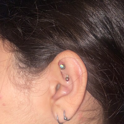 16G Opalite Three Dragon Eyebrow Ring/rook Barbell/eyebrow Curved ...