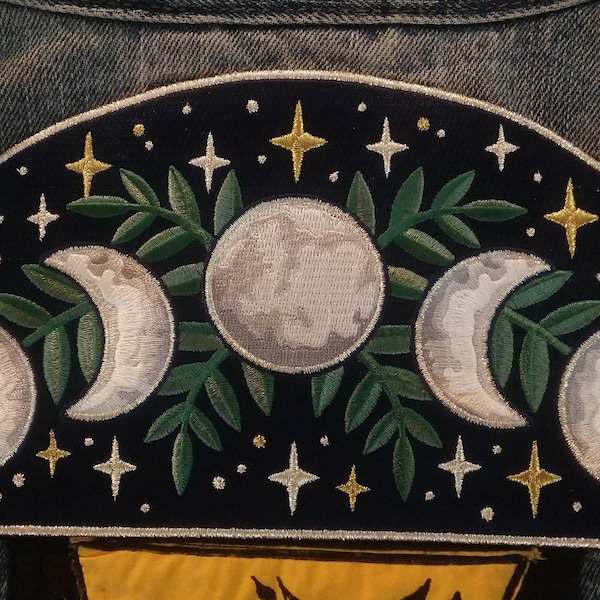 Moon Phases Large Back Patch - Iron on Embroidered Patches for Jackets ...