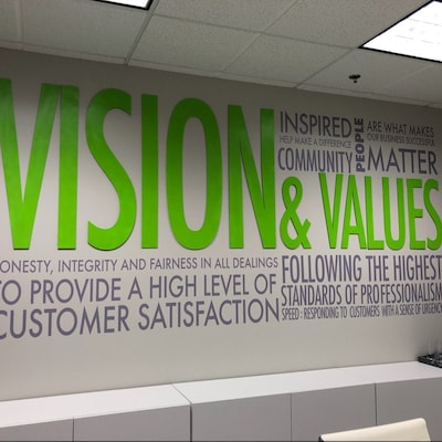 Vision & Values 3D Letters Office Wall Art Wall Decal Wall Sticker ...