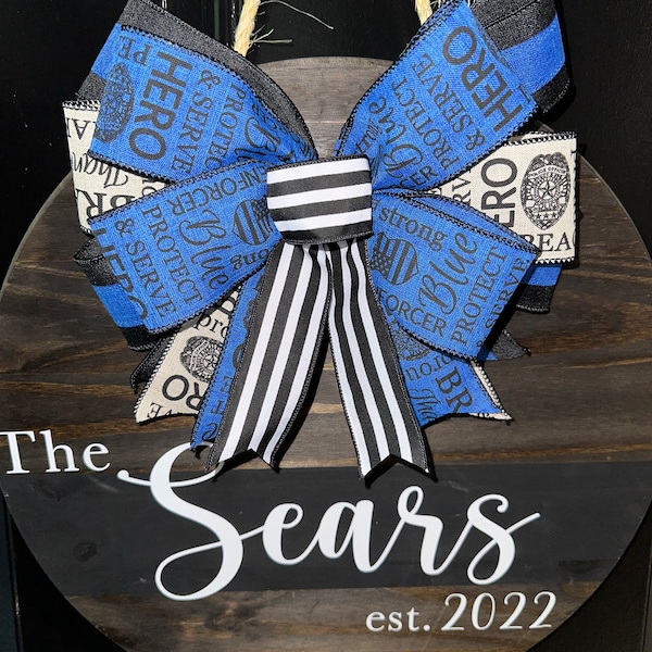 Thin Blue Line Police Bow for Lantern, Police Support Bow, Police Bow ...