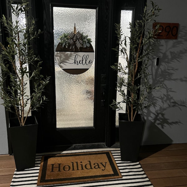 Front Door Decor | Front Door Wreath | Hello Sign | Year Round Wreath ...