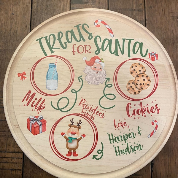Wooden Santa Milk and Cookie Tray, Personalized Santa Cookie Tray ...