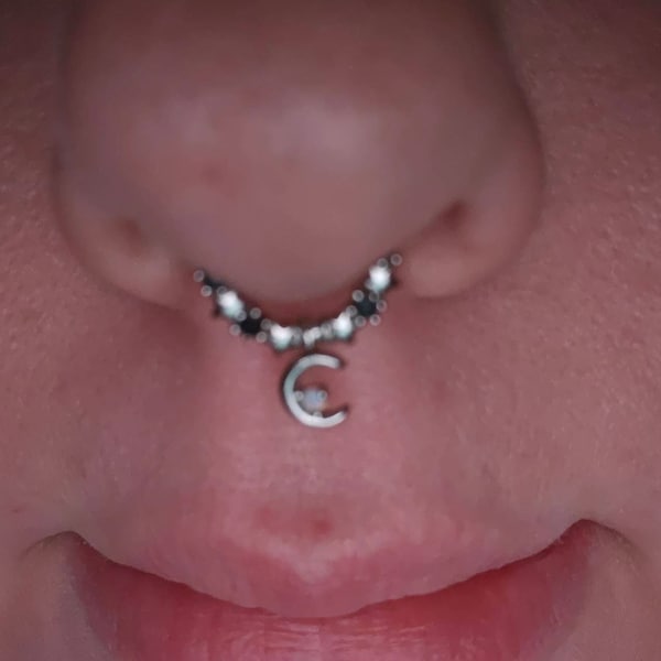16G Moon Black CZ Dangle Septum Ring/daith Earrings/helix Hoop/septum ...