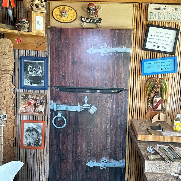 Fridge Vinyl Sticker *old Wooden Door/ Self-adhesive Vinyl Refrigerator ...