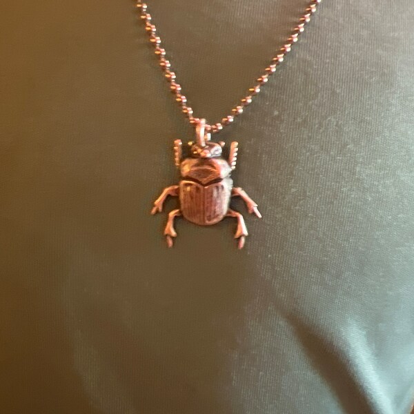 Beetle Necklace Silver Bug Patina Insect Gold Beetle Scarab Pendant ...
