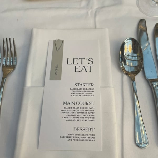 Personalised Printed Menu With Guest Names for Wedding | Modern, Luxury ...
