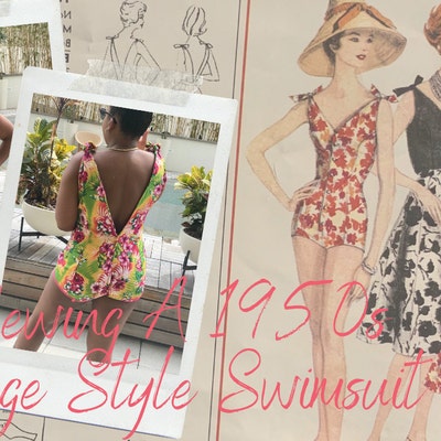 Vintage Sewing Pattern 1960s 1950s Beach One Piece Swim Bathing Suit ...