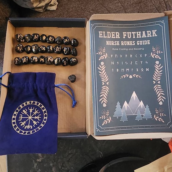 Rune Stones Gift Set Includes 21 Page Guide Book and Free Bag ...
