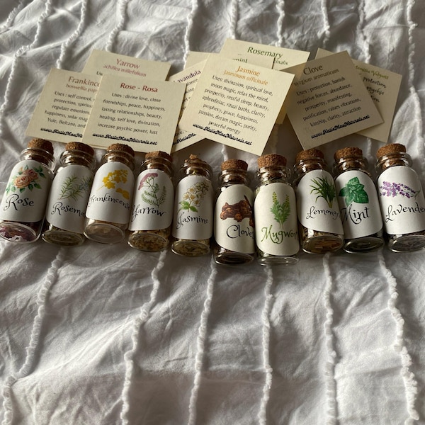 Mini Apothecary Herb Bottles | Dried Herbs for Rituals, Spellwork ...