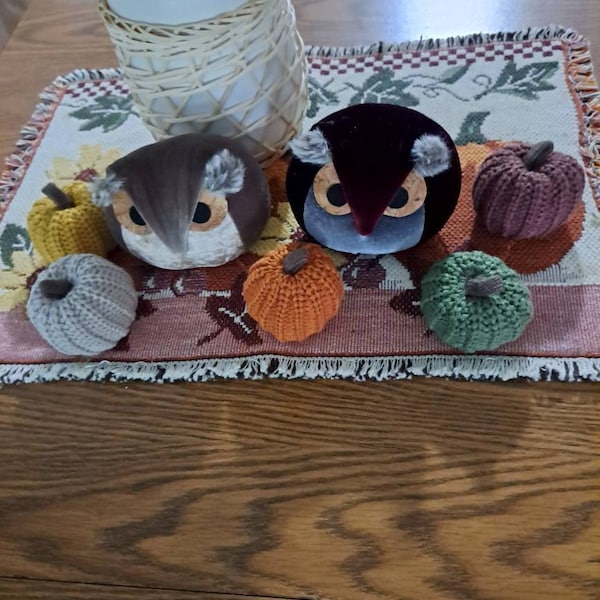 Velvet Owls for Fall Decorating, Woodland Nursery Decor, Wise Old Owl ...