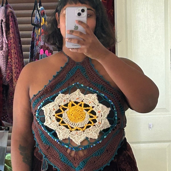 Sun and Moon Granny Square Crochet Pattern: Solar Eclipse Flower (PDF ...