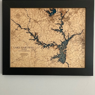 Lake Hartwell Map, Custom Wood Map, Custom Lake Art, 3D Wall Art ...