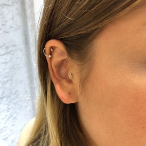 Sun Piercing, 14K Solid Gold Labret Cartilage Stud, Cartilage Earring ...