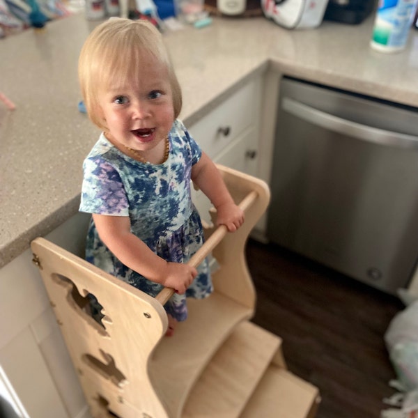 Kids Learning Chair Kitchen Step Stool Children Table Learning Chair ...