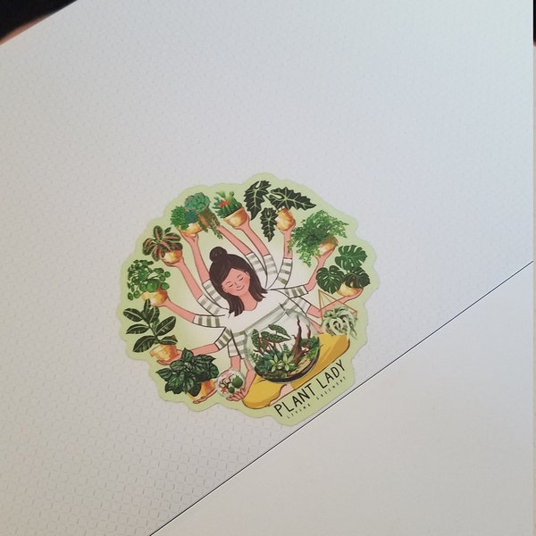 Plant Lady Sticker, Glossy Vinyl Die Cut Sticker, Plant Stickers, House ...