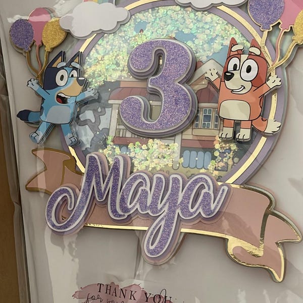 Bluey Inspired Cake Topper, Blue Party Decoration , Blue First Birthday ...