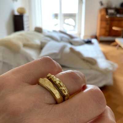 Set of 5 Stack Rings, Solid Bronze Ring, Geometric Ring, Stackable Minimal Rings, Stacking ...