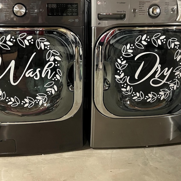 Laundry Room Decor "wash" "dry" Vinyl Decals, Washing Machines and ...