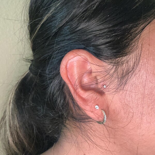 Titanium Vertical Dangle Hidden Helix Piercing, Threaded Flat Back Stud ...