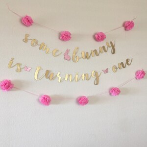 Some Bunny is Turning One Banner, 1st Birthday Banner, Bunny Theme ...