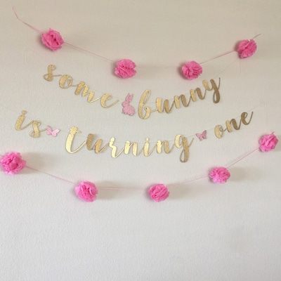 Some Bunny is Turning One Banner, 1st Birthday Banner, Bunny Theme ...