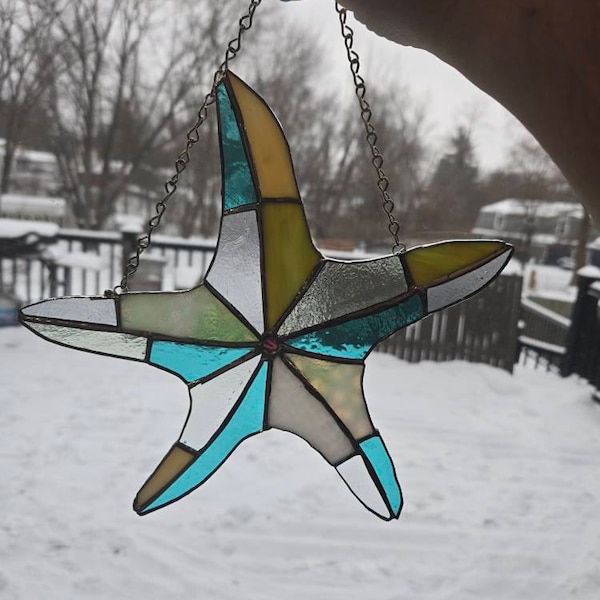 Stained Glass Pattern Sea Starfish Ocean Stained Glass Pattern Digital ...