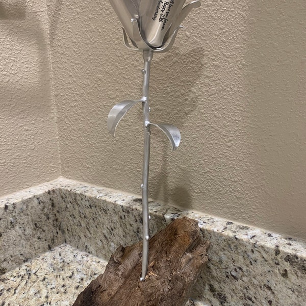 Bare Aluminum Metal Rose With Custom Engraving - Etsy