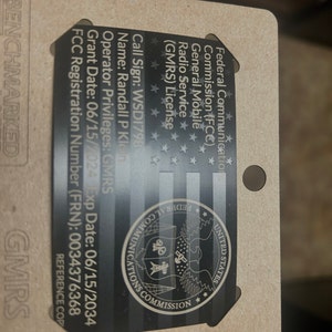 GMRS Radio Card ID, Gift for GMRS Operator, License, Multi-layer ...