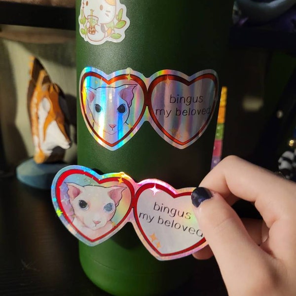 Bingus My Beloved Meme Cat Large Holographic Sticker - Etsy