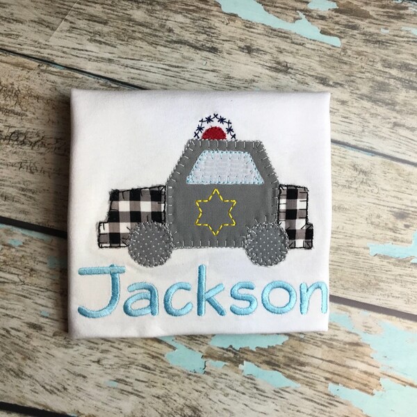 Police Car Applique Design, Police Car Applique, Vintage Stitch Police ...