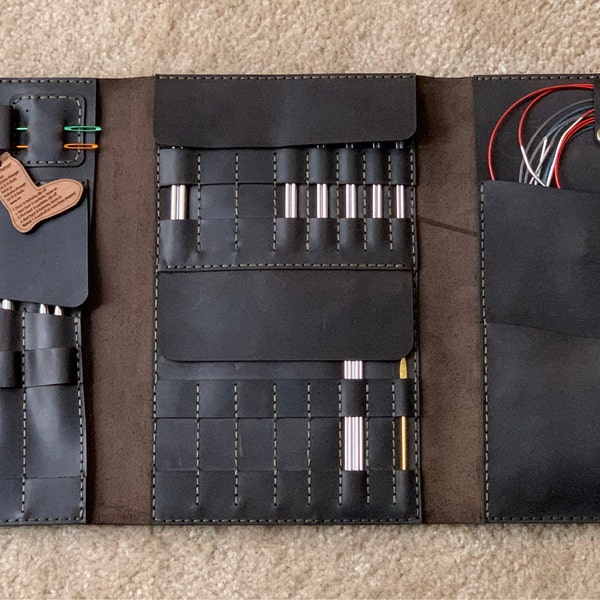 Knitting Needle Case Leather, Knitting Needle Organizer, Leather Tool ...