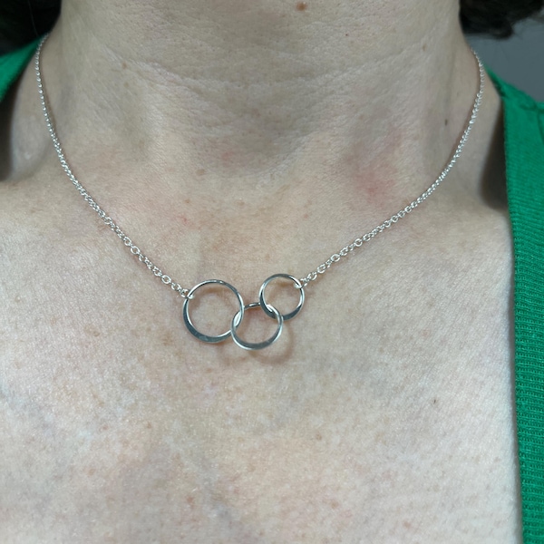 Sterling Silver Three Circles Infinity Necklace - Etsy