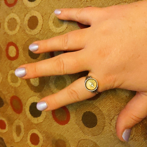 Working Compass Ring Sterling Silver, Silver Twig Ring, Compass Jewelry ...