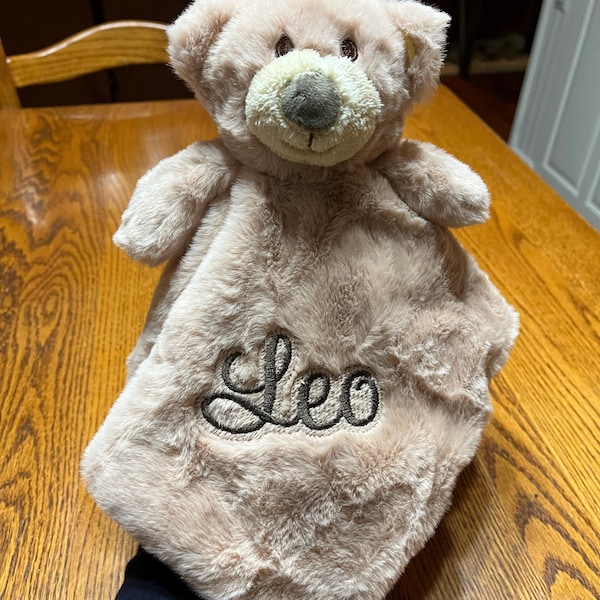 Custom Personalized Teddy Bear Lovie Lovey Security Blanket With Rattle ...