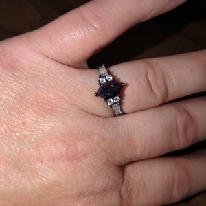 Galaxy Orion Nebula Ring for Women, Engagement Ring Set, Black Titanium ...