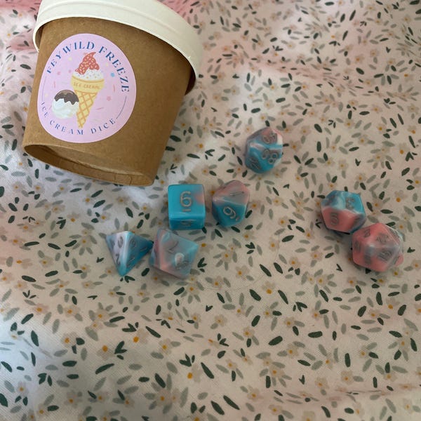 Ice Cream Dice Set: Pastel Resin Dnd Dice With Silver Numbers - Etsy
