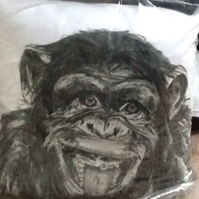 Charcoal Chimp Cushion by Bex Williams Vegan-suede Monkey Cushion Cover ...