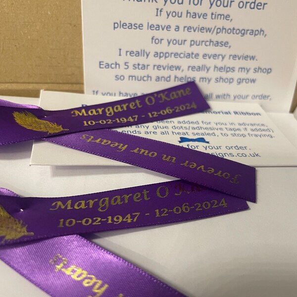 RIP Personalised Funeral Ribbons. Shaped Memorial Ribbons Ribbon With ...