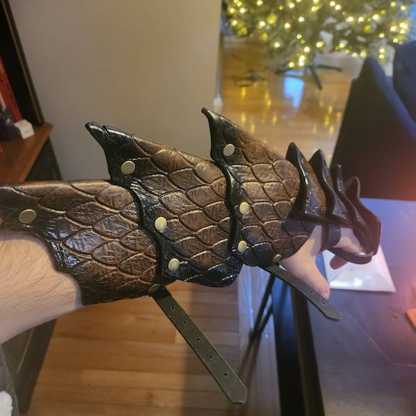 Dragon Scale Leather Gauntlets: Custom LARP Cosplay Armor - Etsy