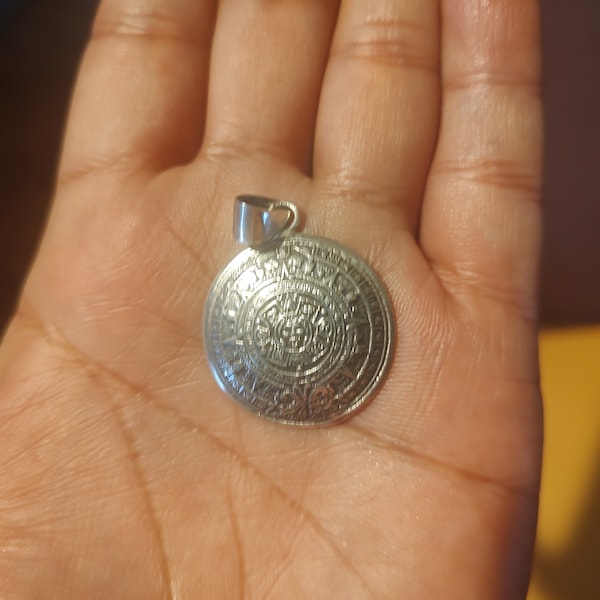 Aztec Calendar Necklace, 925 Sterling Silver Aztec Calendar Pendant ...
