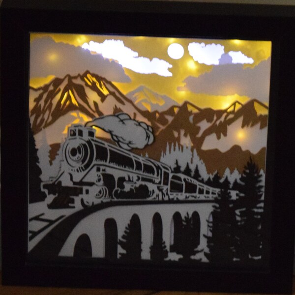 3d Old Train Silhouette, Shadow Box Templates, Paper Cut, Files for ...