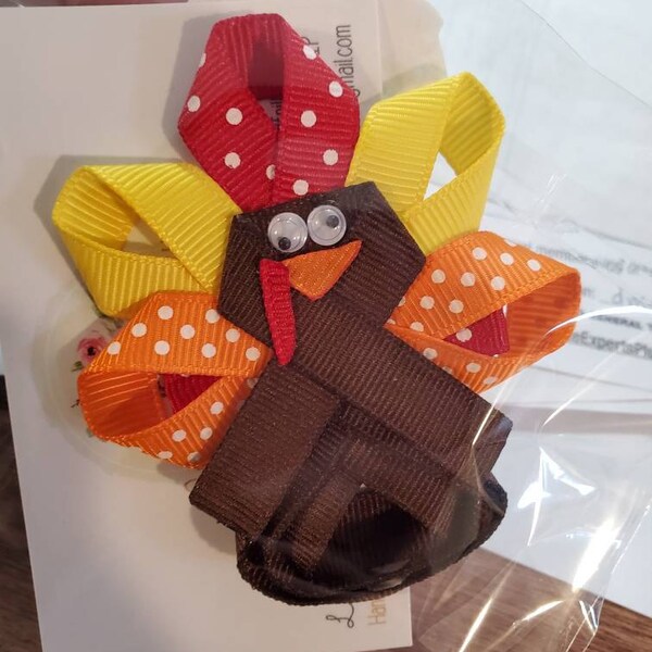 Turkey Hair Clip, Thanksgiving Hair Clip, Turkey Hair Bow, Holiday Hair ...