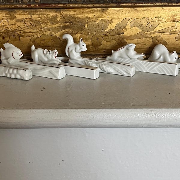 SIX Vintage French Knife Rests. Various Horse Designs Porte Couteaux ...