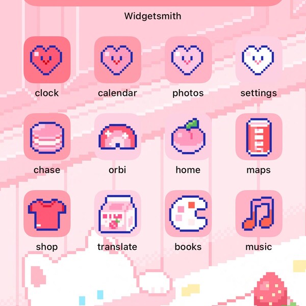 63 App Icon Pack / Pink Party / Wallpapers & Widgets / Pixel / Ios App ...